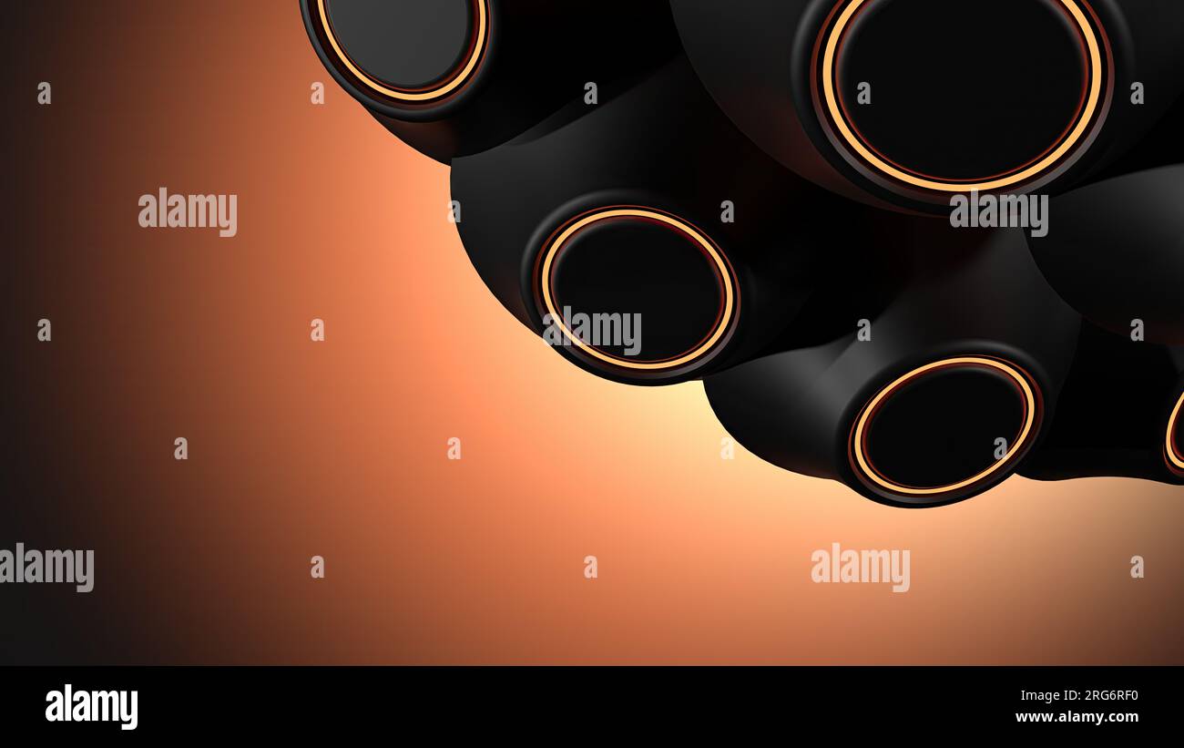 A sci-fi circular round object drawing a circle with a glowing orange ...