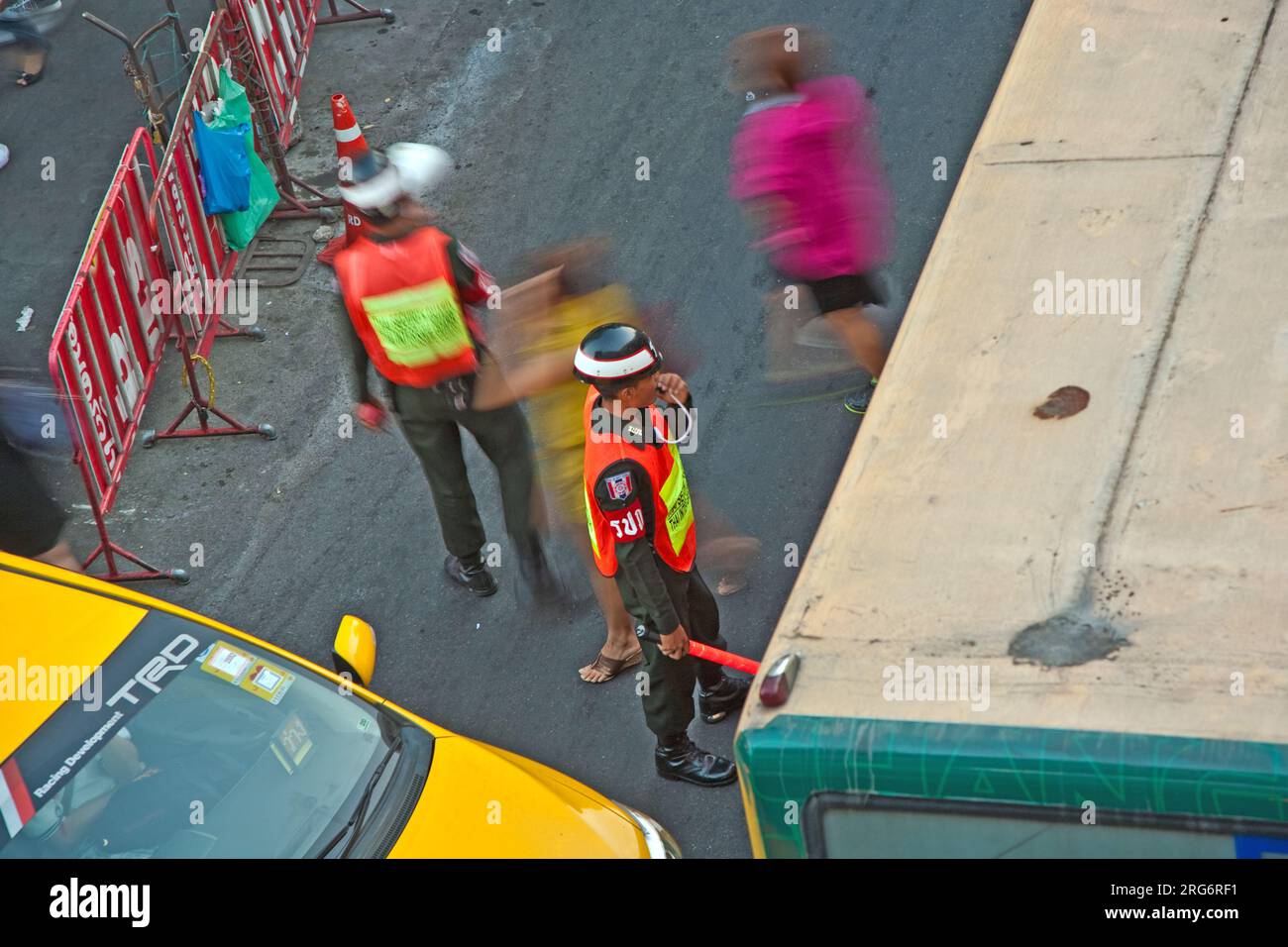 BANGKOK, THAILAND - JANUARY 5: Security Guard at the main road is ...