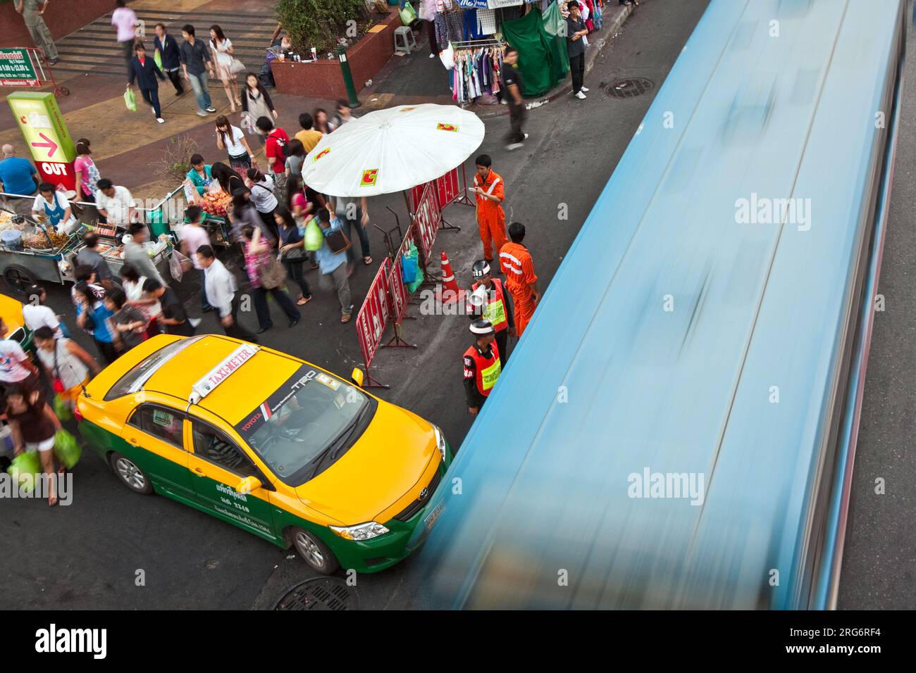 BANGKOK, THAILAND - JANUARY 5: Security Guard at the main road is ...