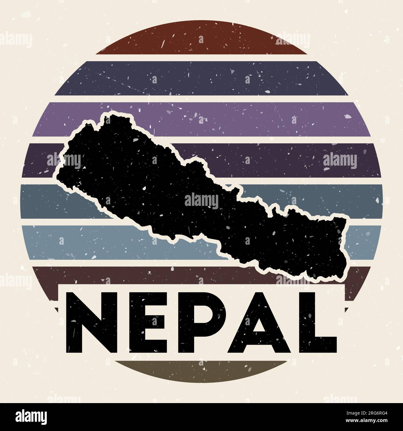 Nepal logo. Sign with the map of country and colored stripes, vector ...