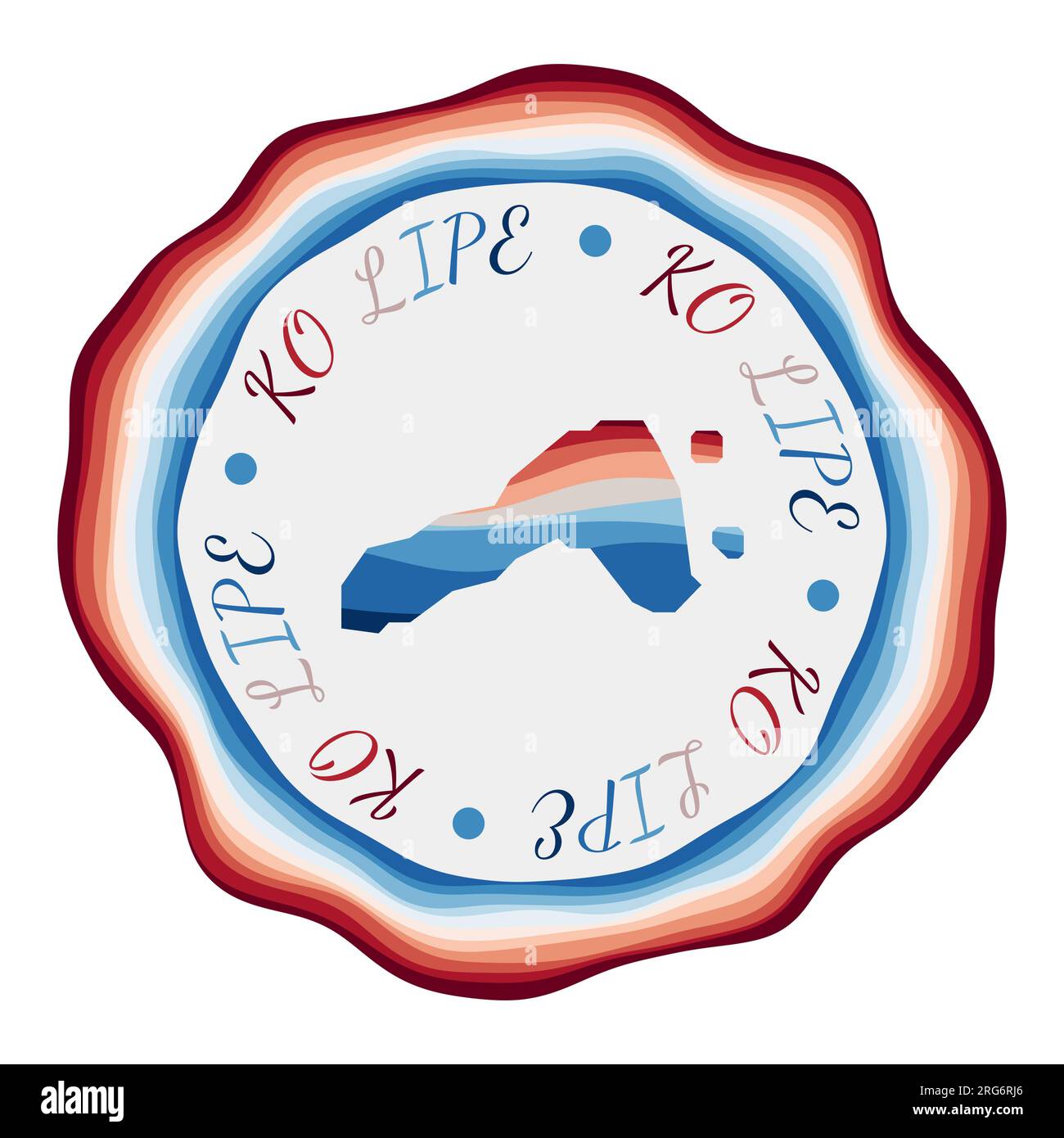 Ko Lipe badge. Map of the island with beautiful geometric waves and ...