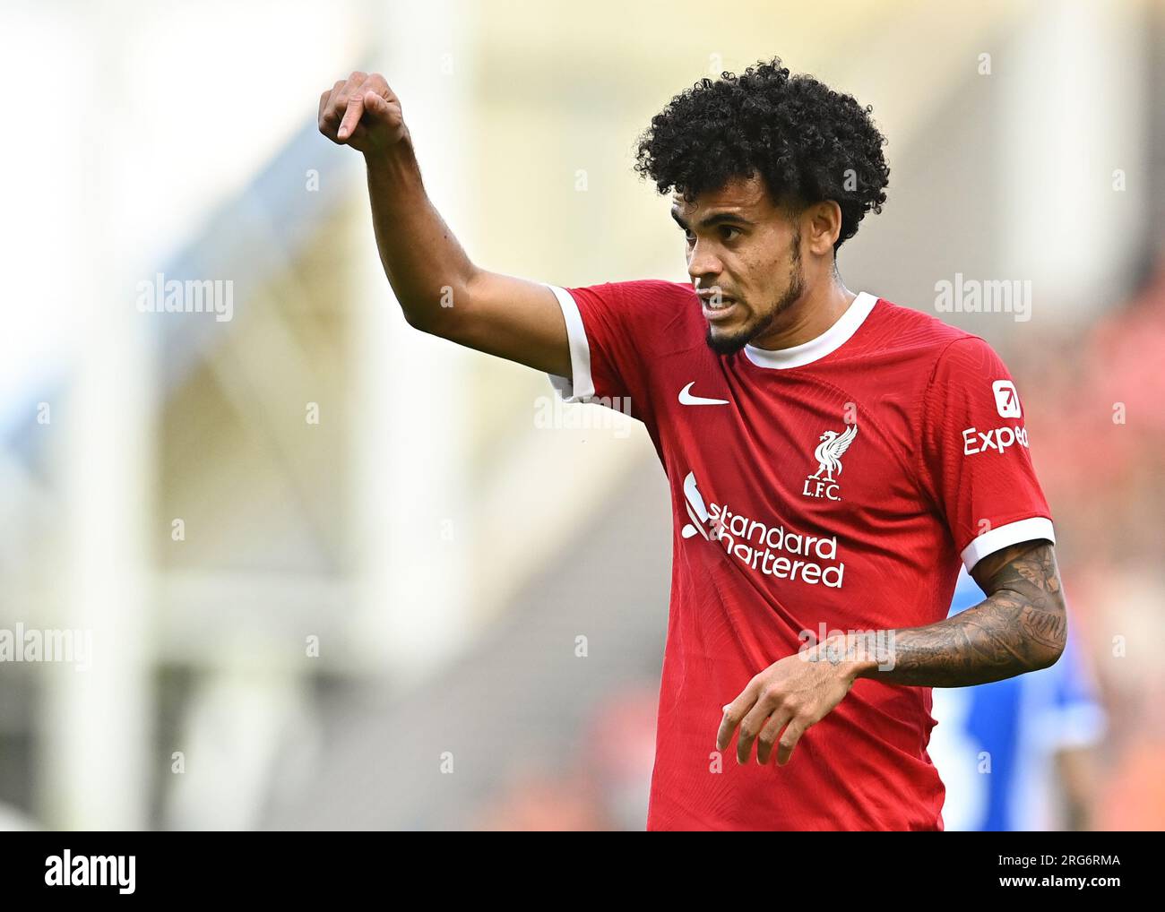 Preston, UK. 7th Aug, 2023. Luis Diaz of Liverpool during the Friendly ...