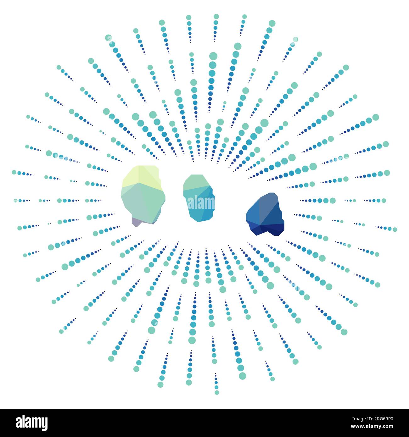 Shape of Gili Islands, polygonal sunburst. Map of the island with ...