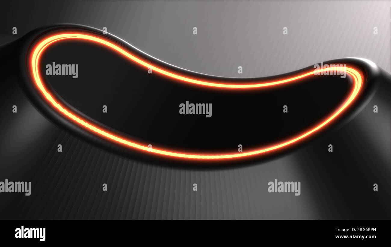 A sci-fi distorted light object with a glowing orange and black elegant ...