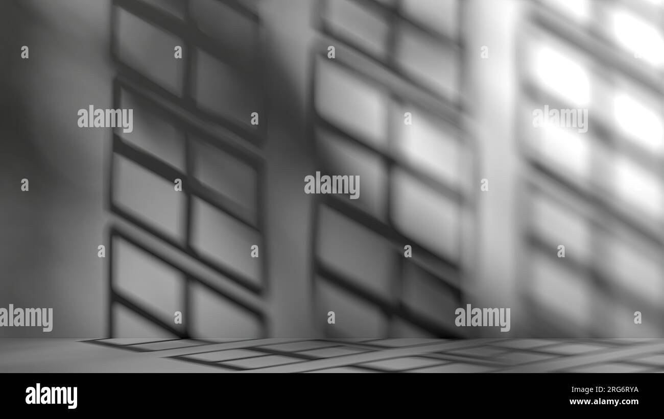 Strong shadows of lattice windows with light coming into the room GOBO ...