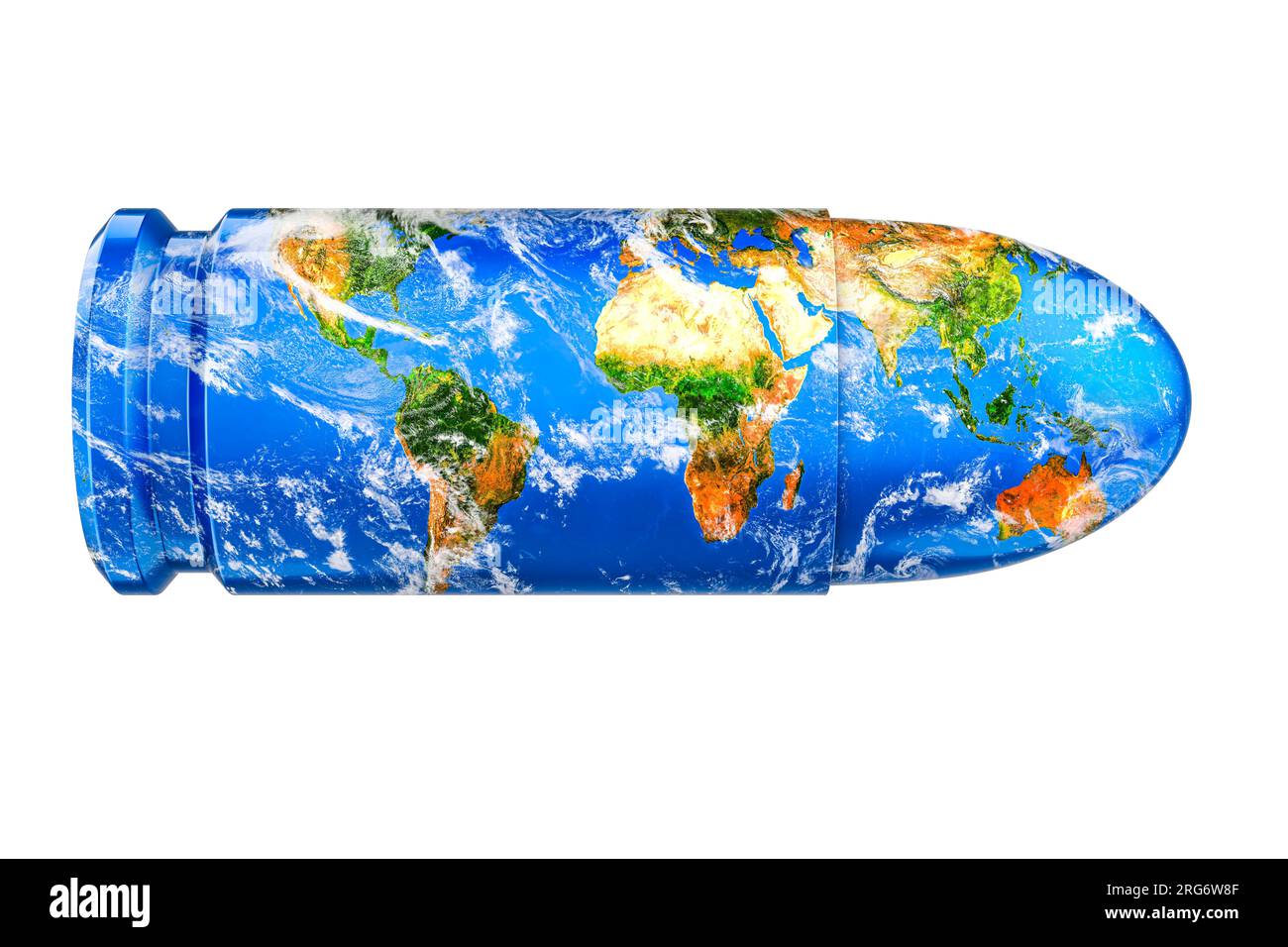 Bullet with Earth Globe texture, 3D rendering isolated on white ...