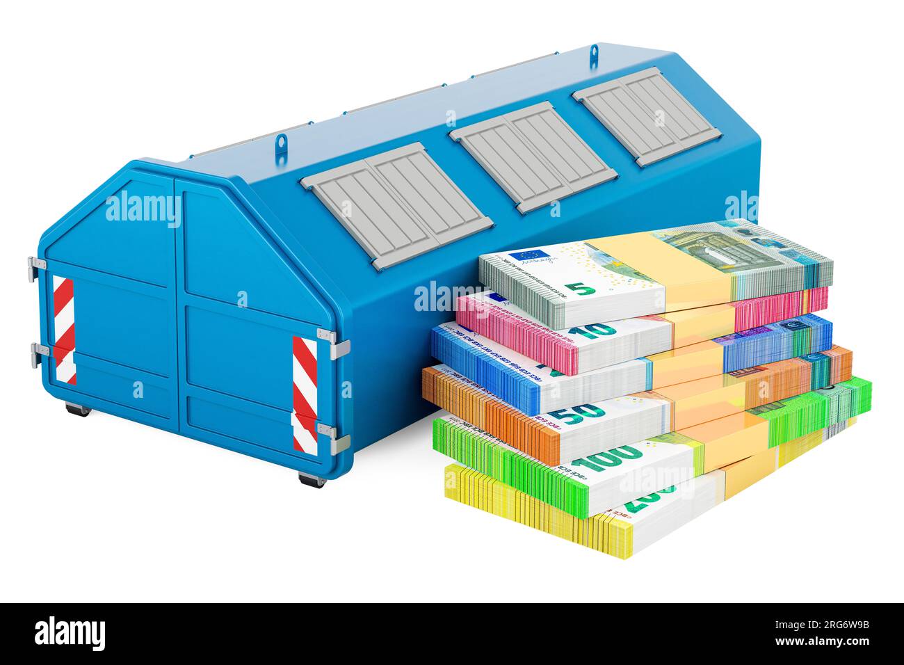 Industrial waste skip with euro packs. 3D rendering isolated on white ...