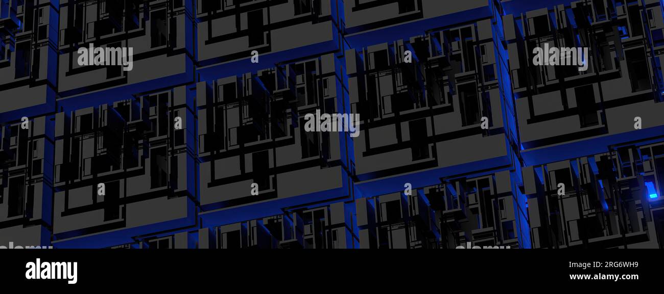 A cyberpunk mechanical structure top glowing with a blue and black ...