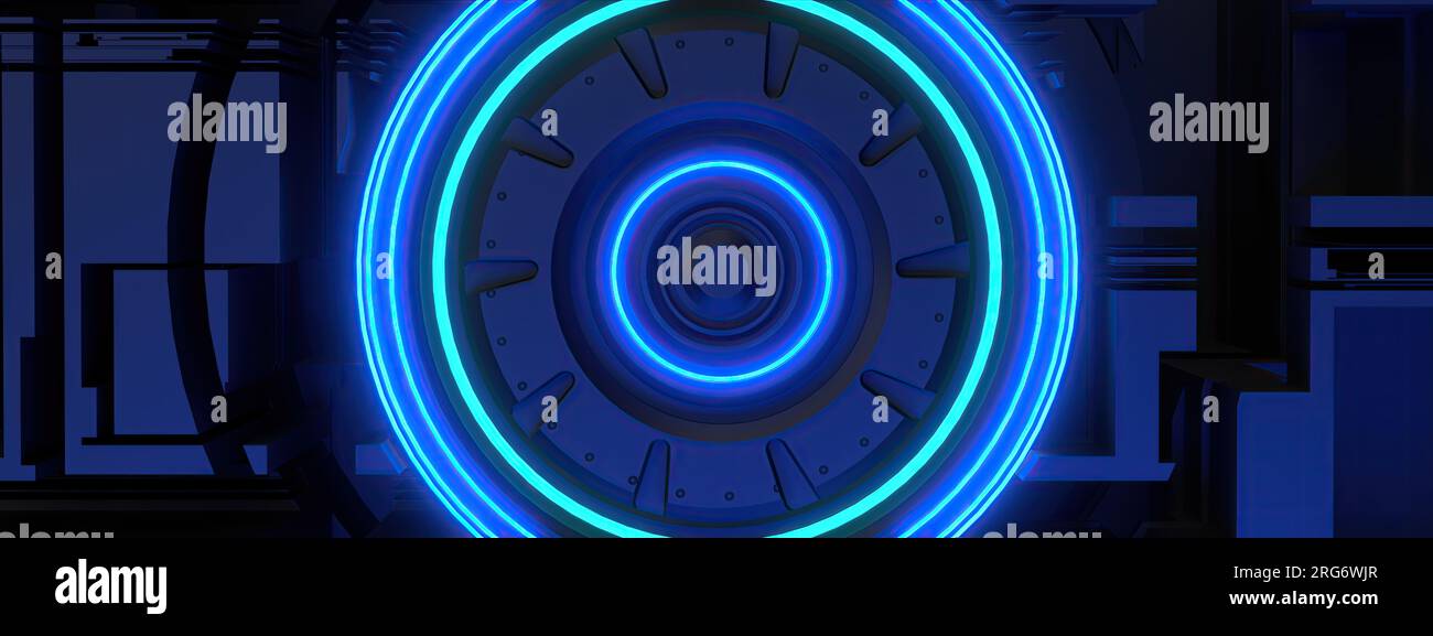 A sci-fi VGA-like glowing with a blue and black elegant and modern 3D ...