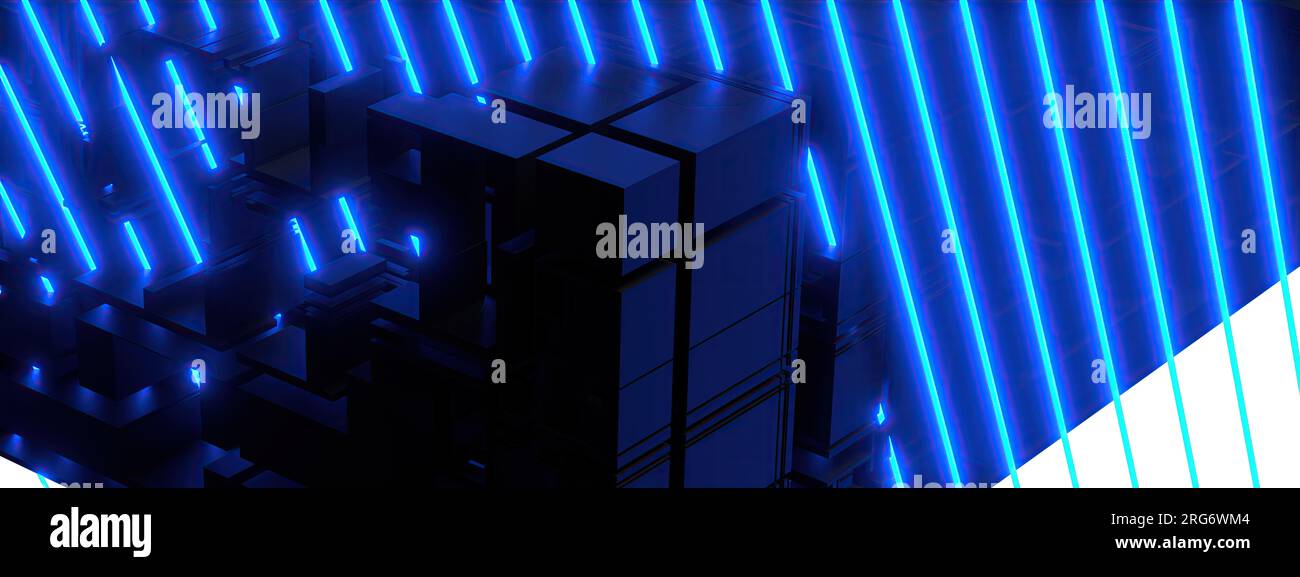 A cyberpunk diagonal stripe and structure isolated glowing with a blue ...