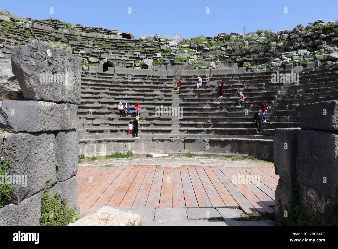 Roman Greek amphitheater in Umm Qais city (gadara) Irbid, Jordan (old ...