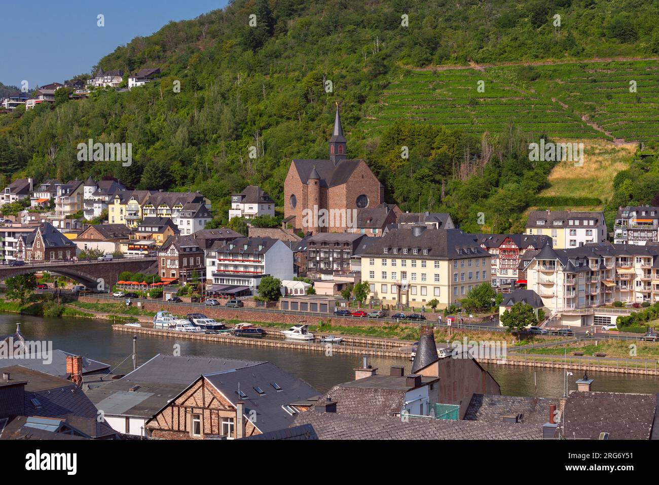 Scenic view of the old fabulous German city of Cochem on a summer day ...