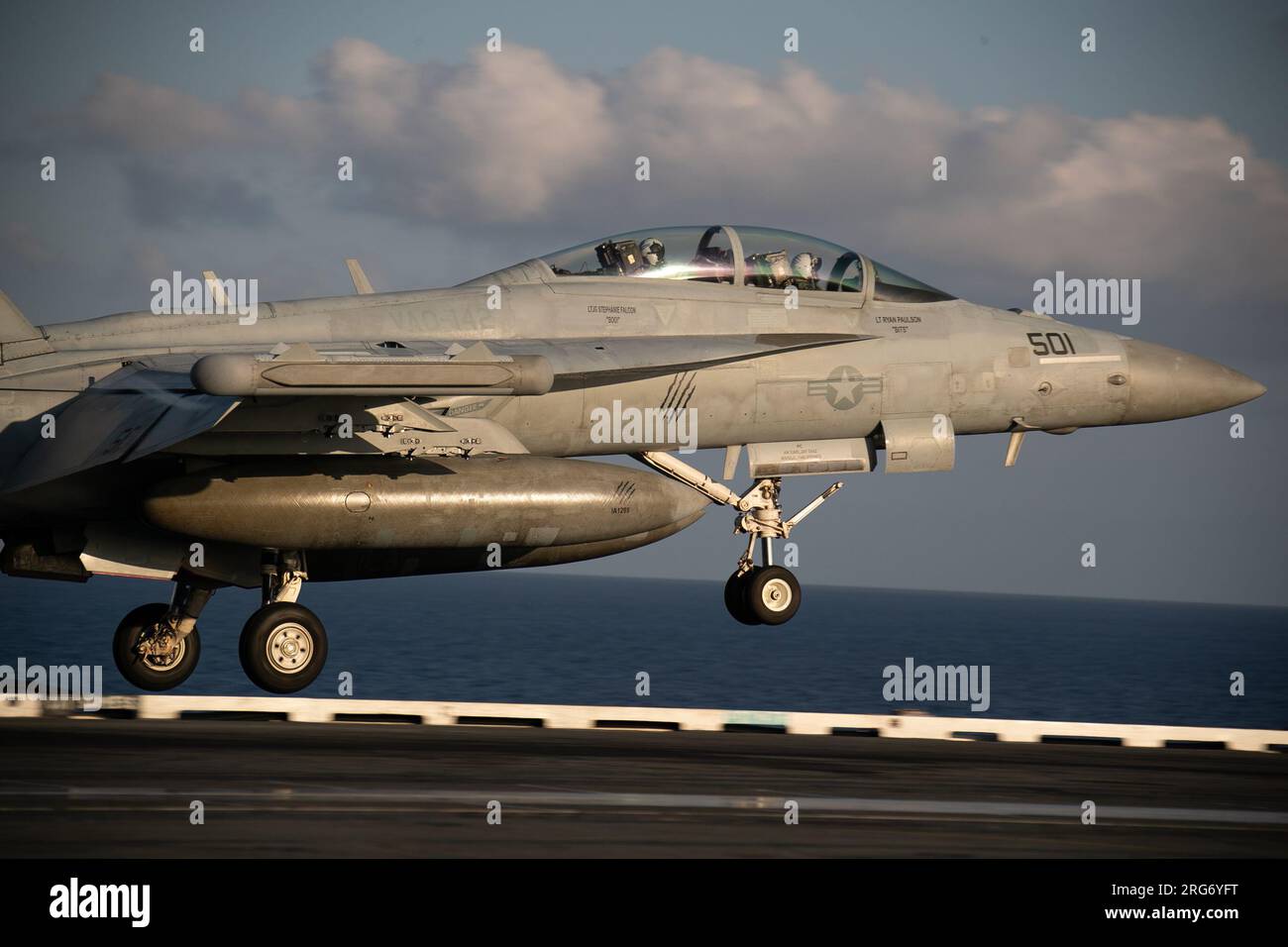 An E/A-18G Growler, attached to the "Gray Wolves" of Electronic Attack ...