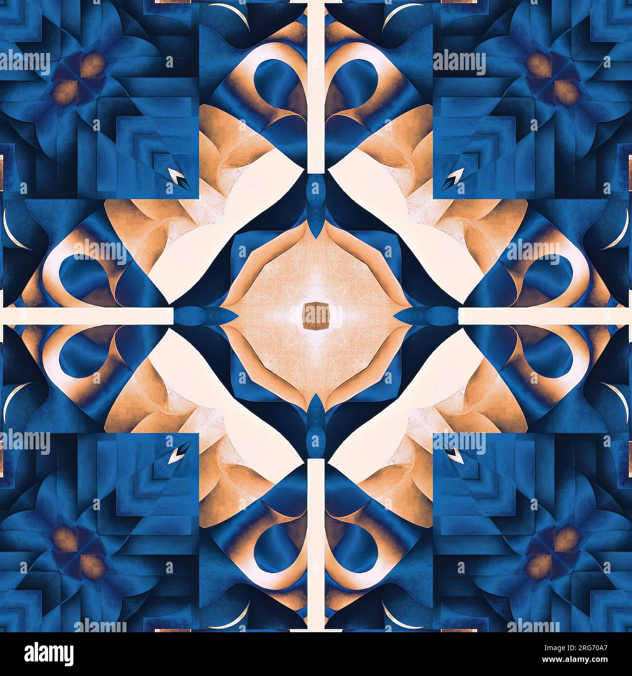 Indigo Blue white watercolor batik blur azulejos tile background ...