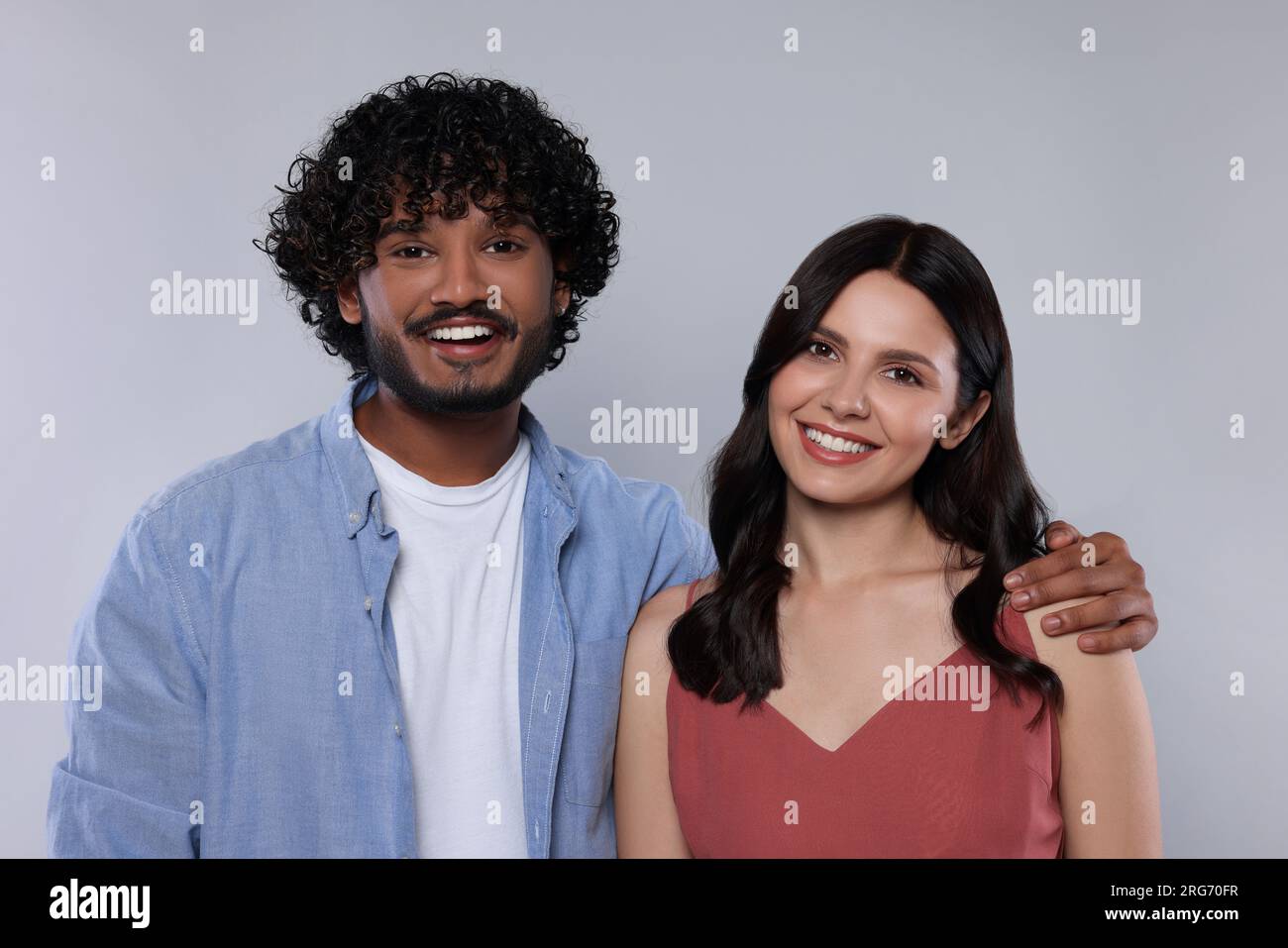 Portrait happy biracial casual hi-res stock photography and images - Alamy