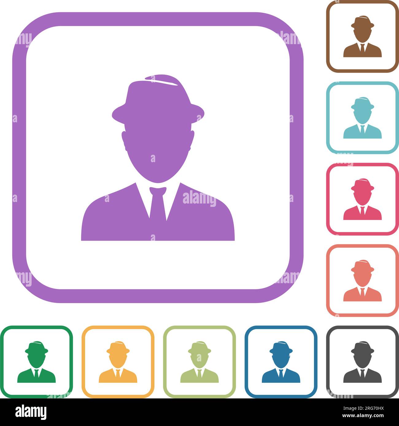 Spy avatar simple icons in color rounded square frames on white background Stock Vector Image ...