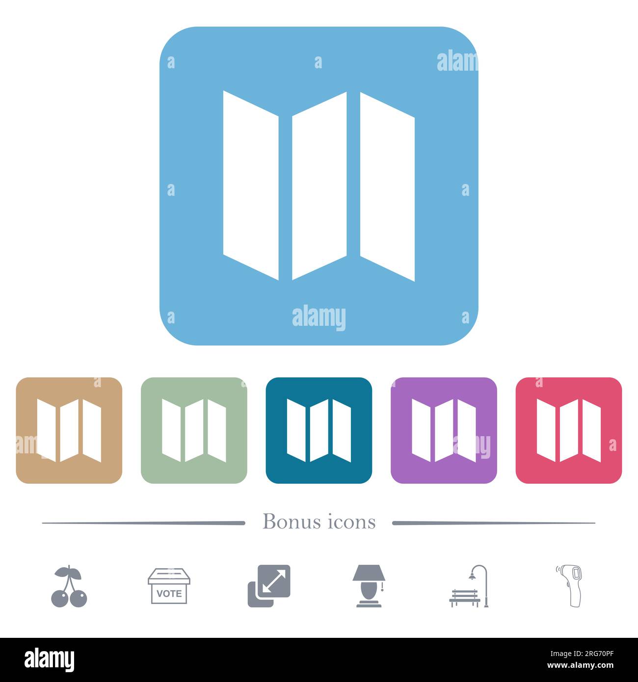 Collapsible map white flat icons on color rounded square backgrounds. 6 ...