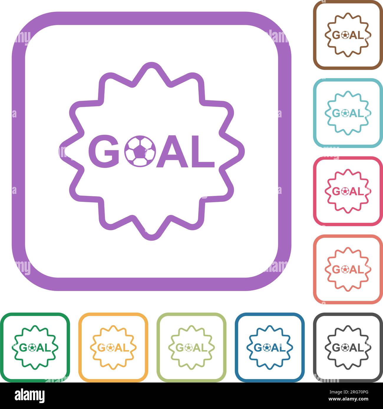 Goal sticker with rounded edges outline simple icons in color rounded ...