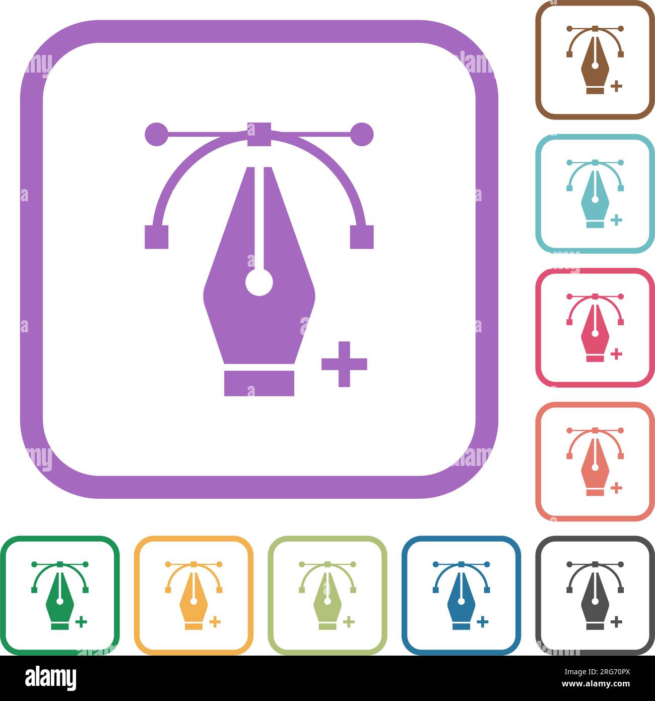 Adding editing point with pen tool simple icons in color rounded square ...