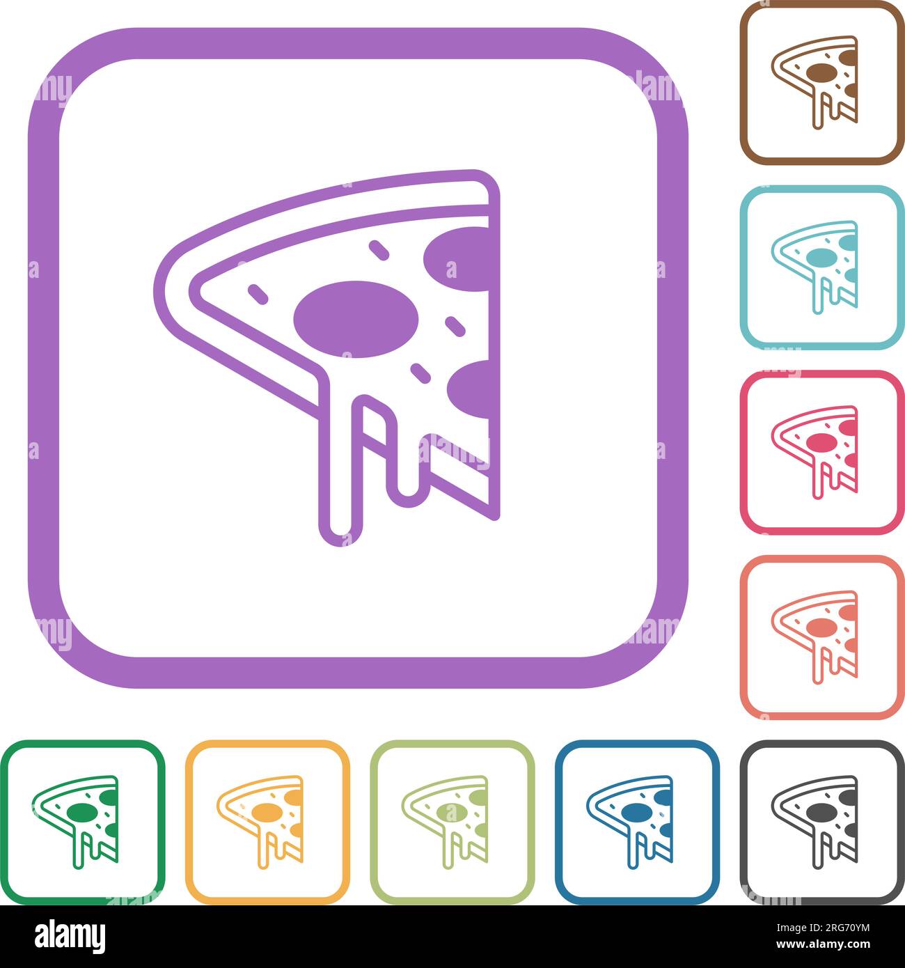 Pizza slice simple icons in color rounded square frames on white background Stock Vector Image ...