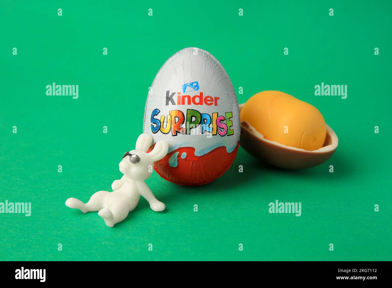 Slynchev Bryag, Bulgaria - May 25, 2023: Kinder Surprise Eggs, plastic ...