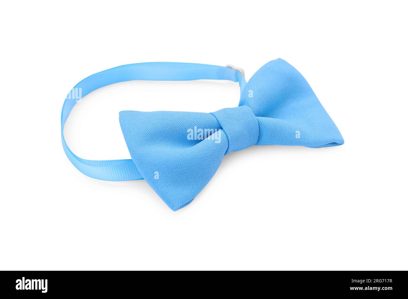 Stylish light blue bow tie on white background Stock Photo - Alamy