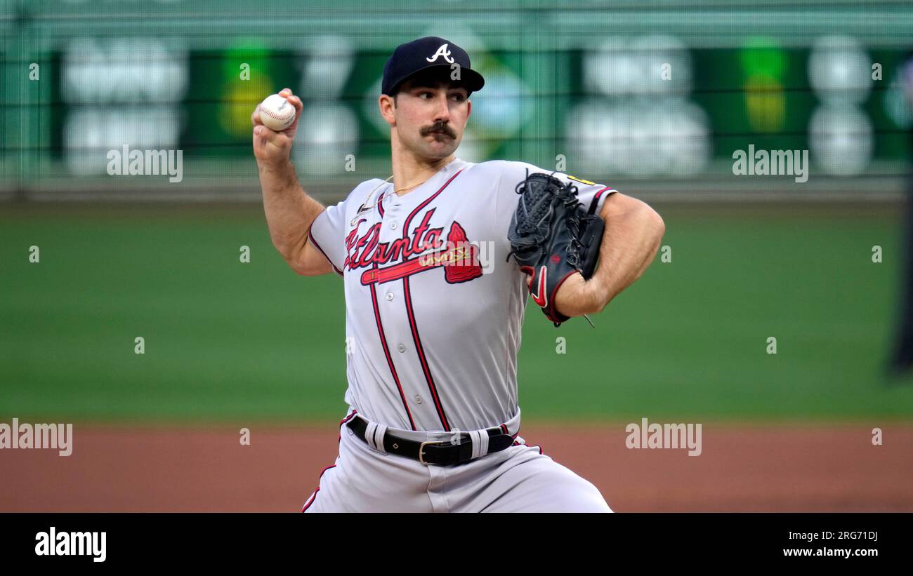 Atlanta Braves starting pitcher Spencer Strider delivers during the ...