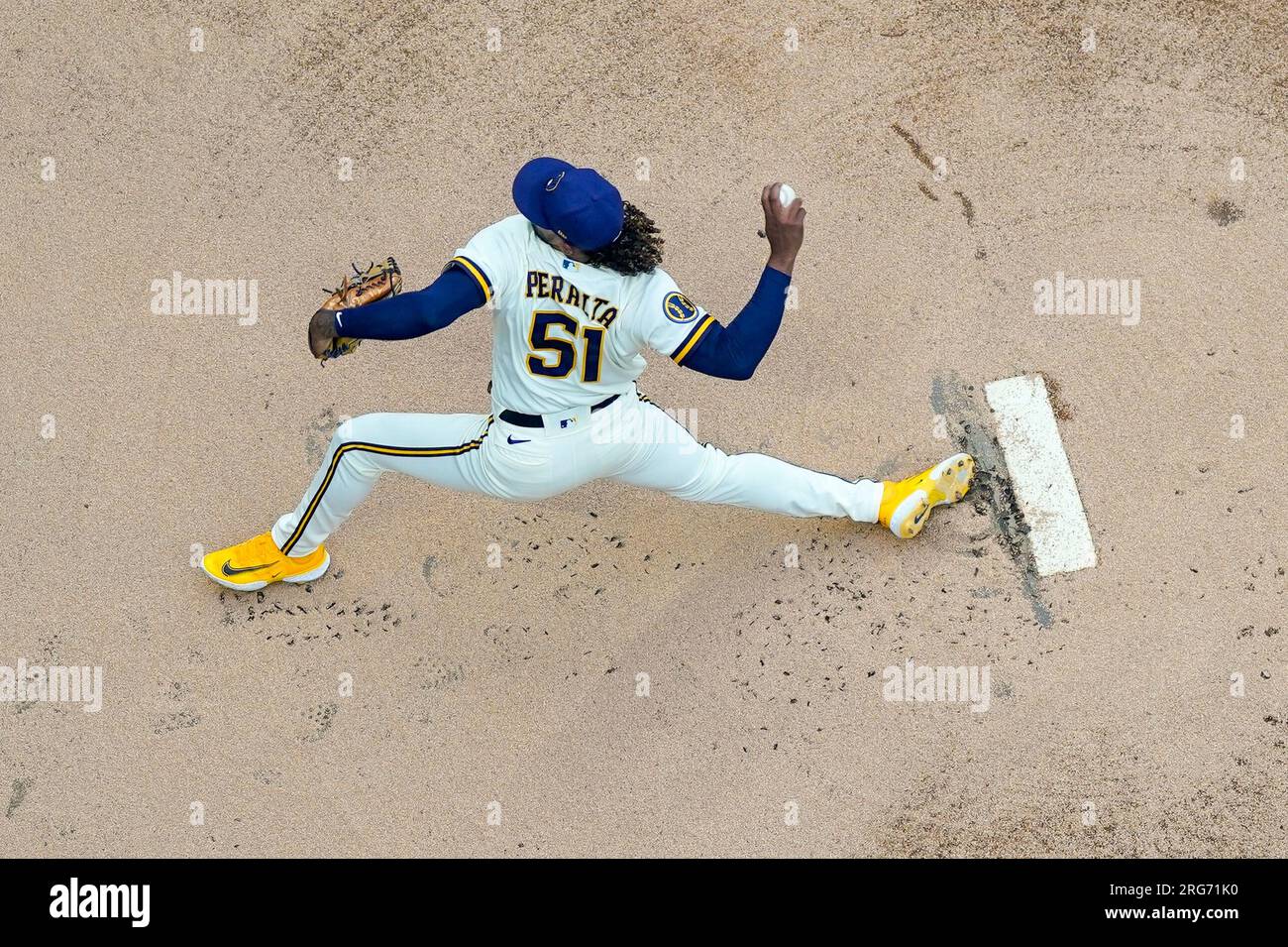 Milwaukee Brewers starting pitcher Freddy Peralta throws during the ...