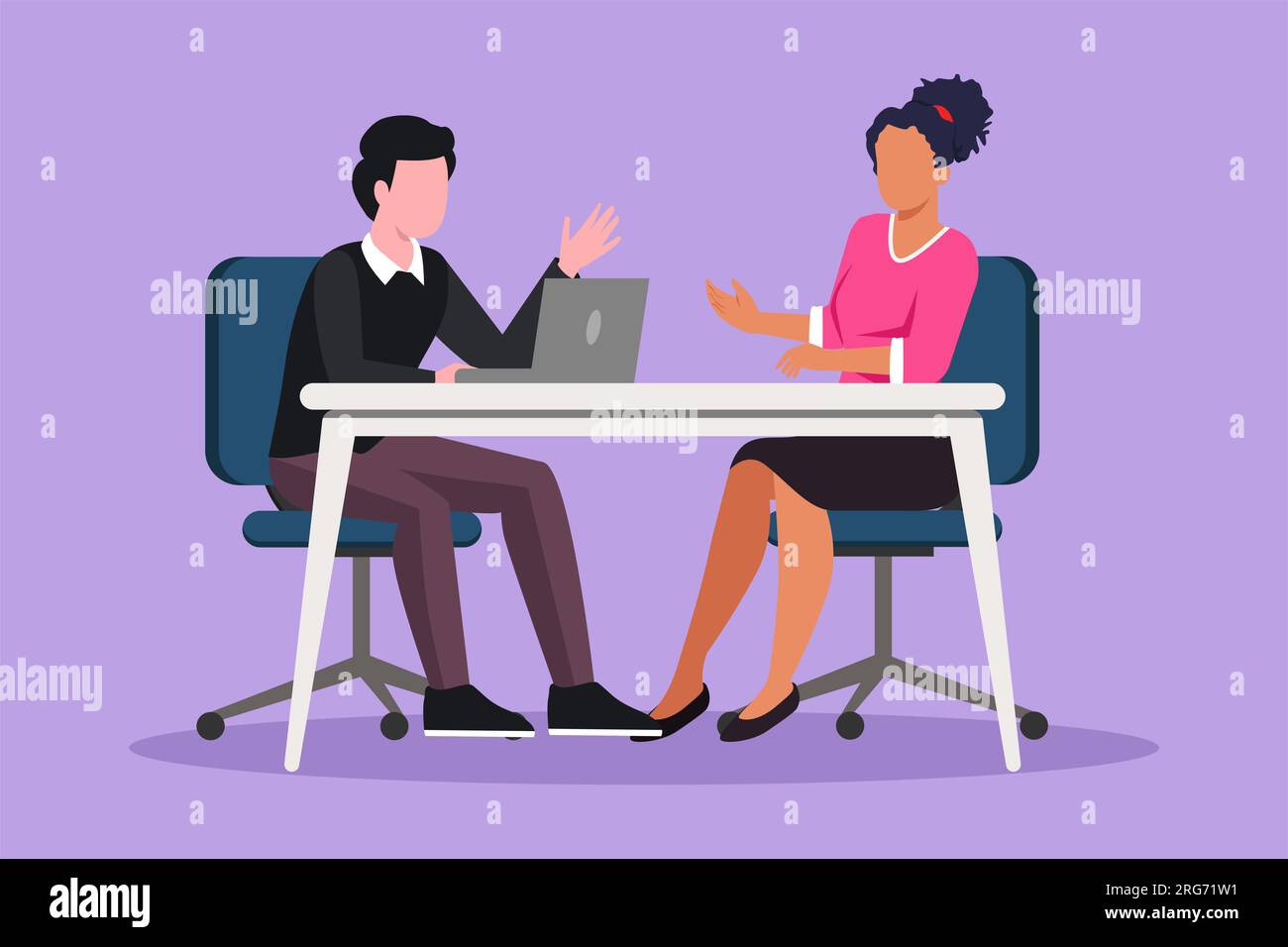 Cartoon flat style drawing interview program at studio. Live stream, tv ...