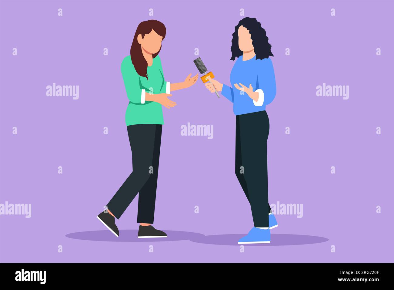 Character flat drawing success business woman giving an interview in ... Character flat drawing success business woman giving an interview in ...