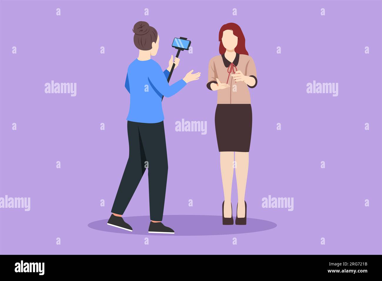 Graphic flat design drawing professional shooting team record video ...