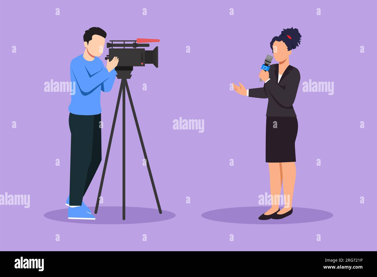 Cartoon flat style drawing journalist icon. Woman reporter. Journalists ...