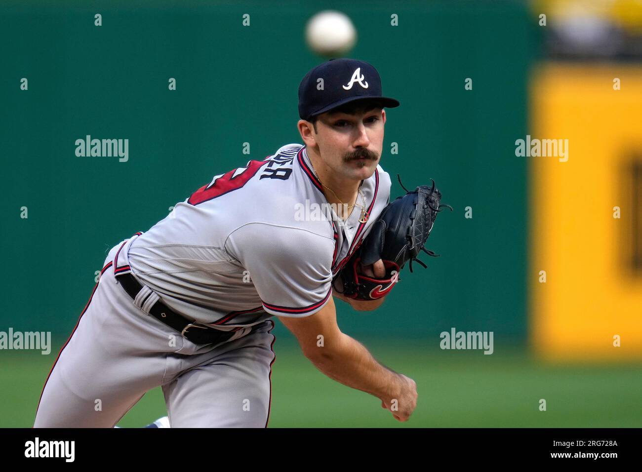 Atlanta Braves starting pitcher Spencer Strider delivers during the ...