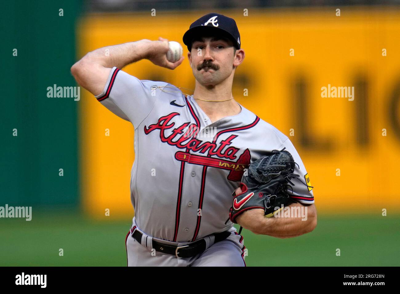 Atlanta Braves starting pitcher Spencer Strider delivers during the ...