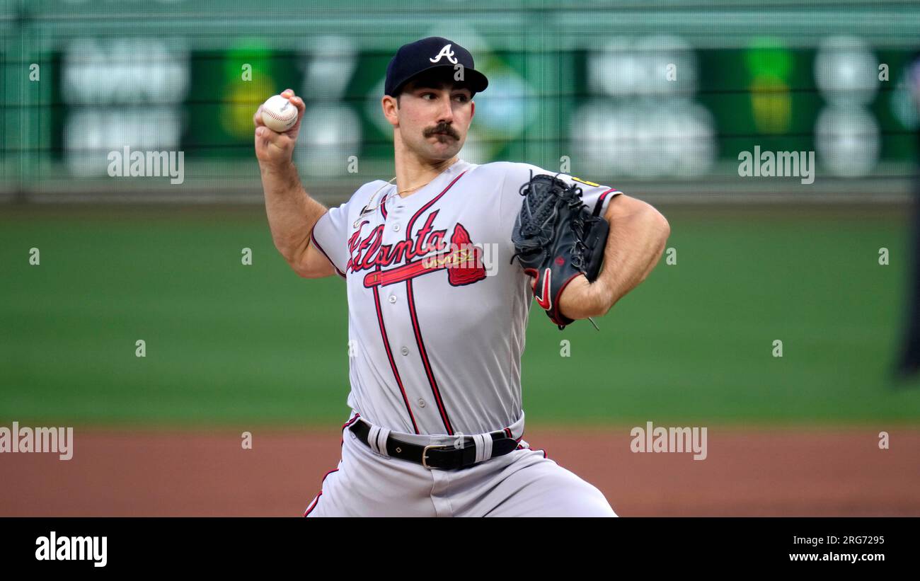 Atlanta Braves starting pitcher Spencer Strider delivers during the ...