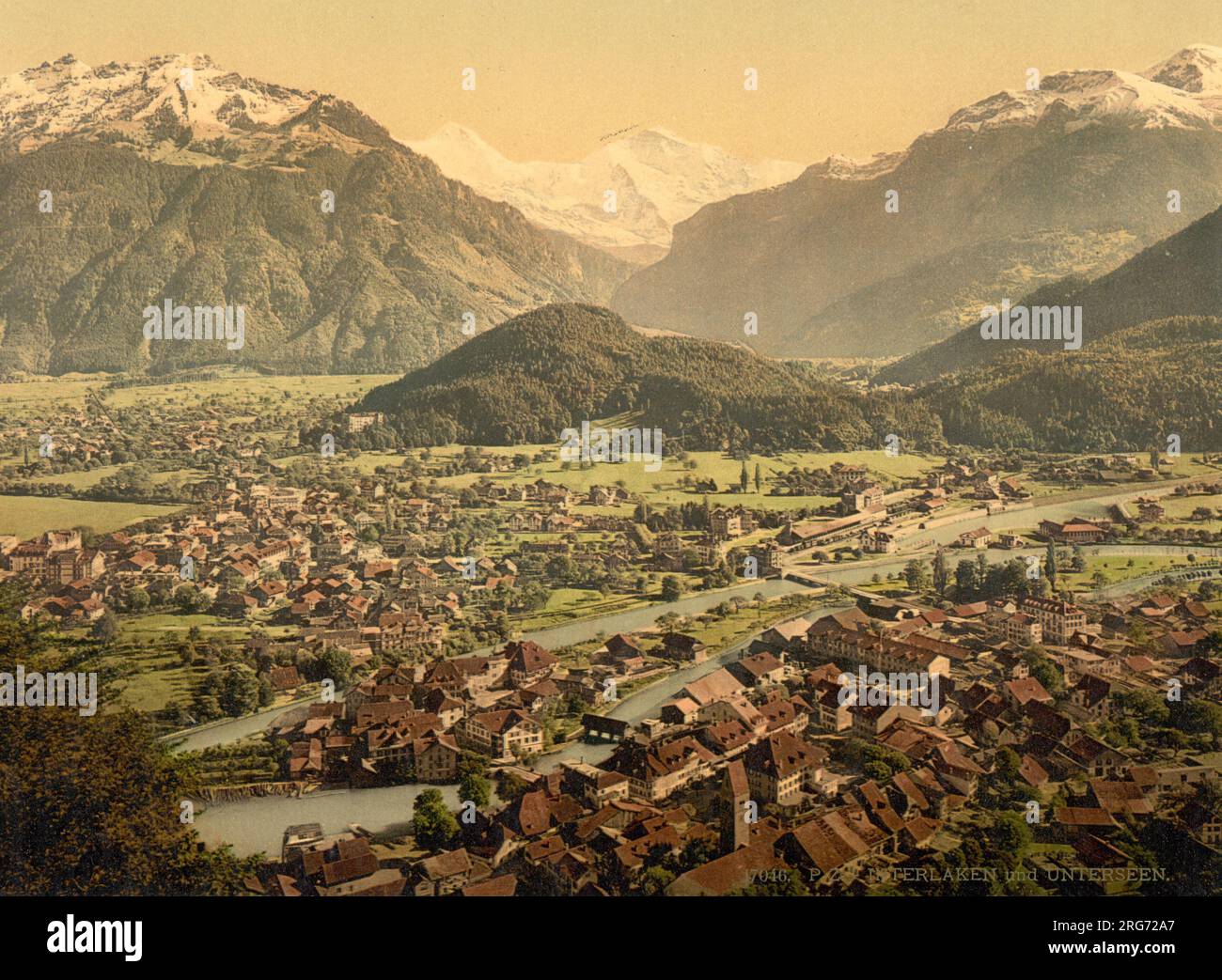Interlaken and Unterseen, Bernese Alps, Bern, Switzerland 1890 Stock ...