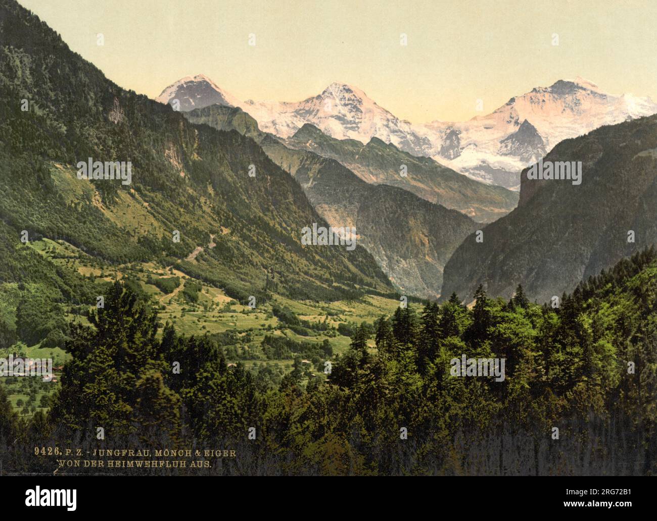 Jungfrau, Monch and Eiger from Heimwehfluh, Interlaken, Bernese Alps ...