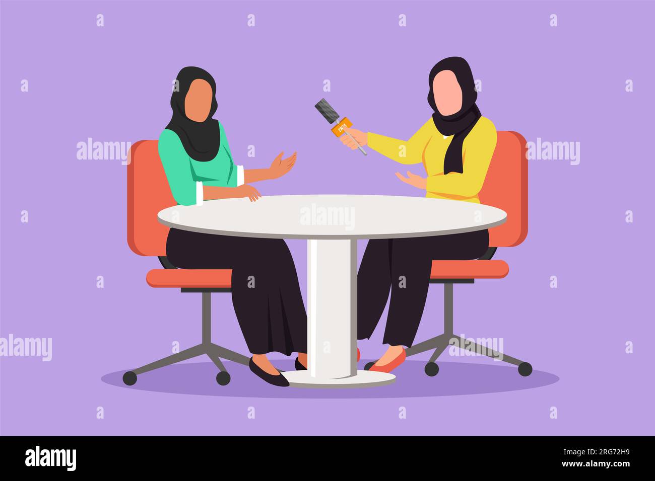 Cartoon flat style drawing talk show program at studio with ...