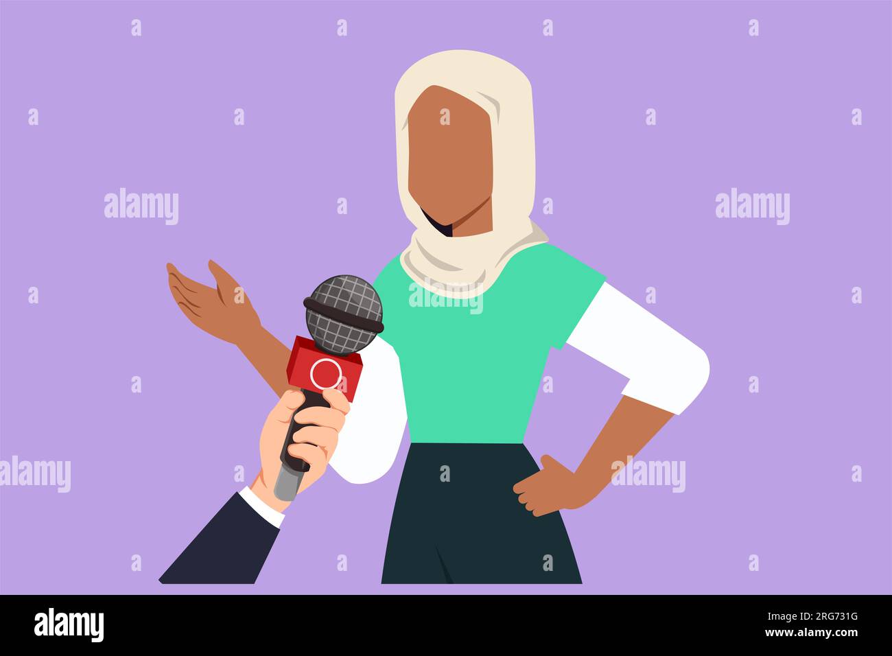 Character flat drawing interview with young beautiful Arabian girl ...