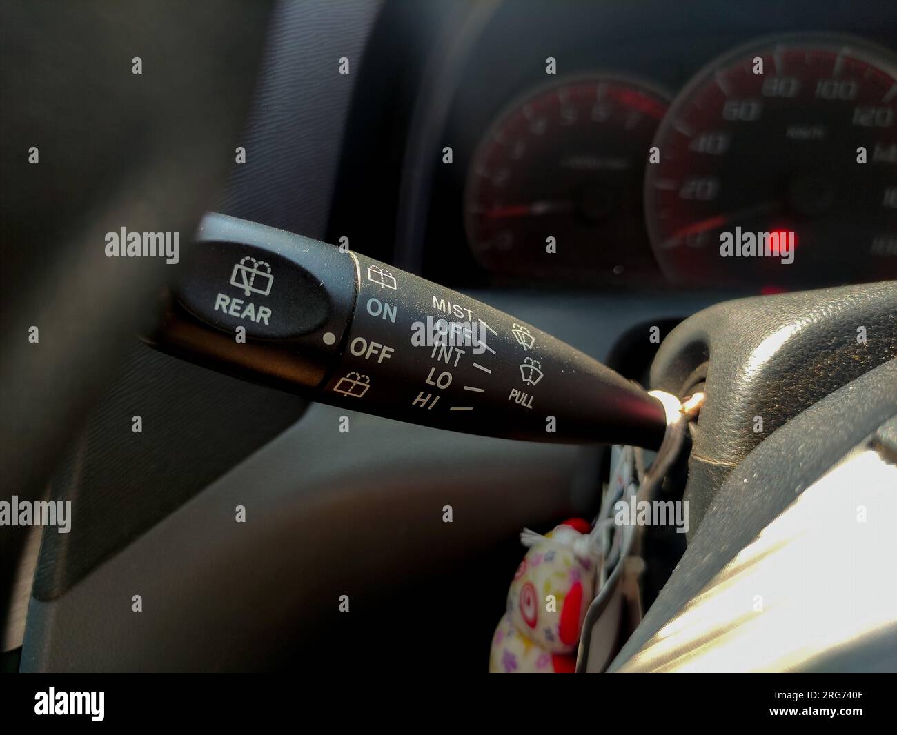 car interior. the switch for adjusting the windshield wipers Stock ...