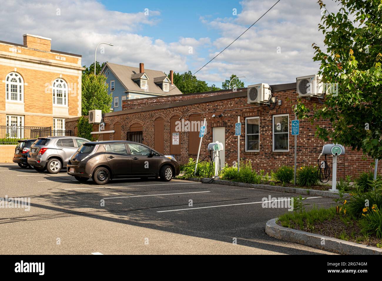 Electric chargers for electric vehicles at the Athol Public Library ...