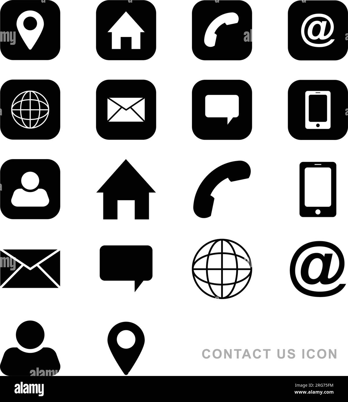 Collection of Connect Icons. Contact us icon set. Contact and Communication Icons. Set of ...