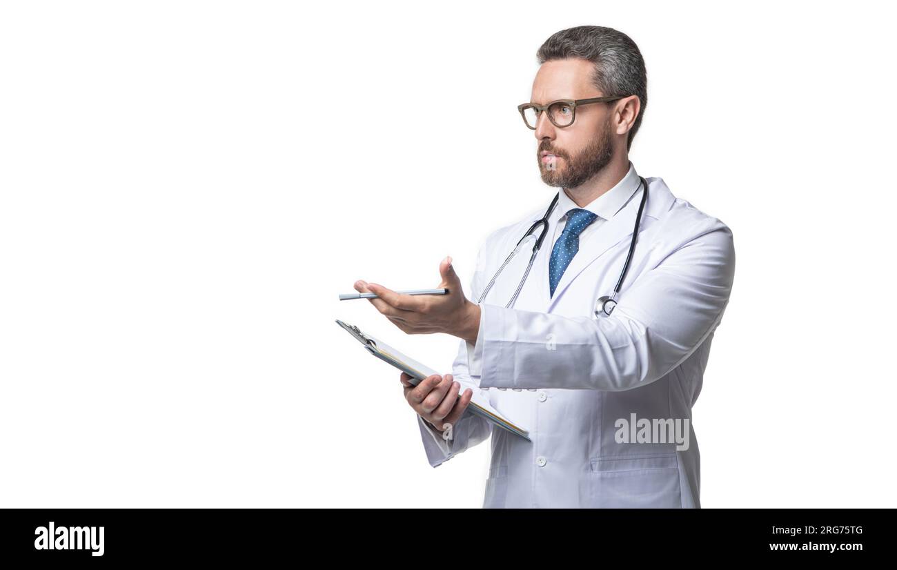 photo of internist with prescription, presenting copy space Stock Photo ...