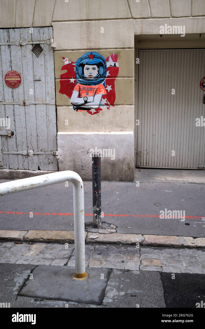 Planet B Street Art in Le Panier district in Marseille France Stock ...