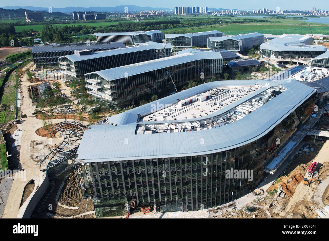 HANGZHOU, CHINA - AUGUST 8, 2023 - Aerial photo of Alibaba Damo Institute South Lake Park ...