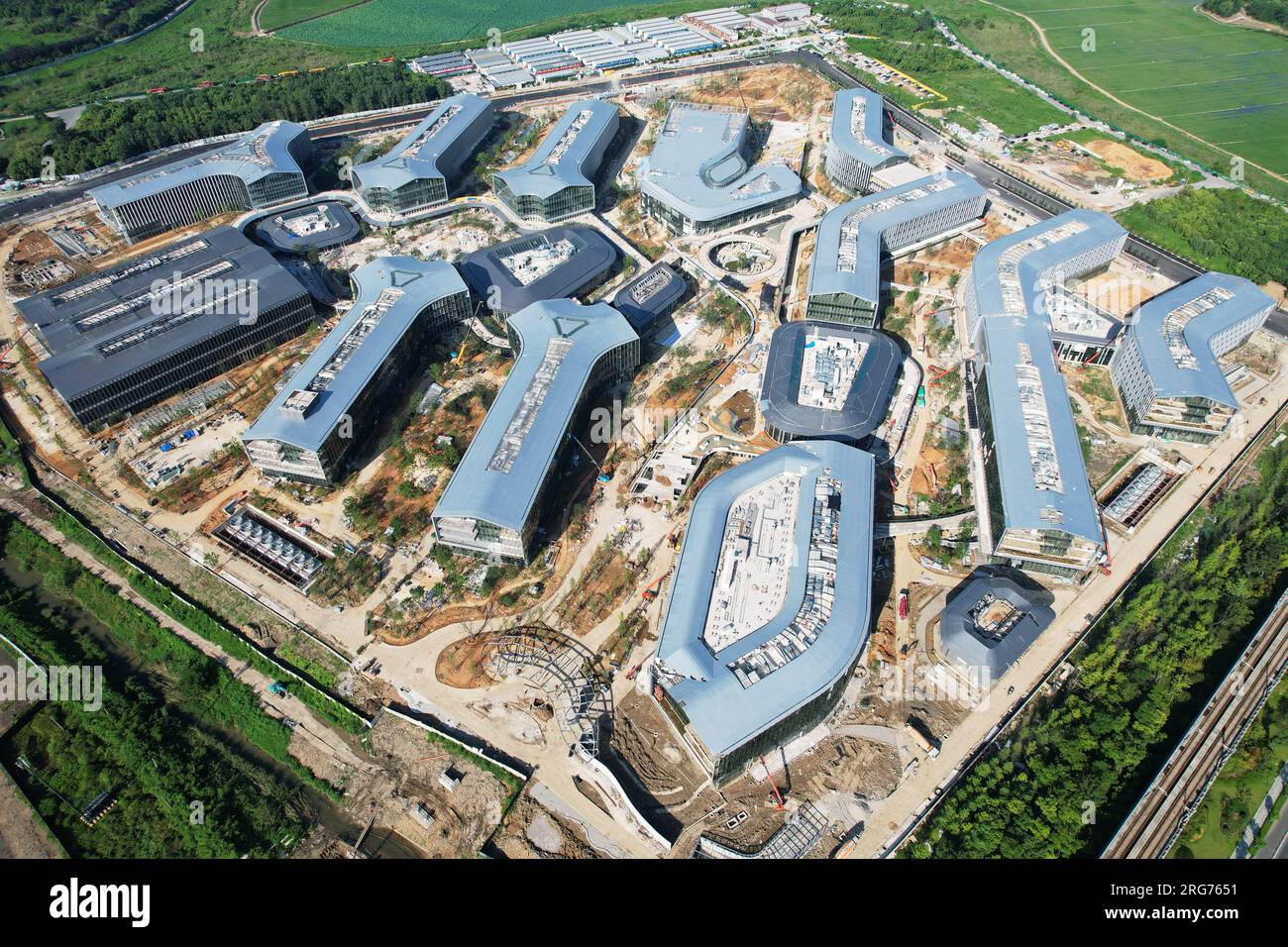 HANGZHOU, CHINA - AUGUST 8, 2023 - Aerial photo of Alibaba Damo ...