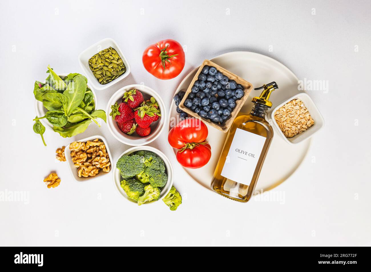 Variety of fresh, whole unprocessed food; healthy nutrition, anti ...