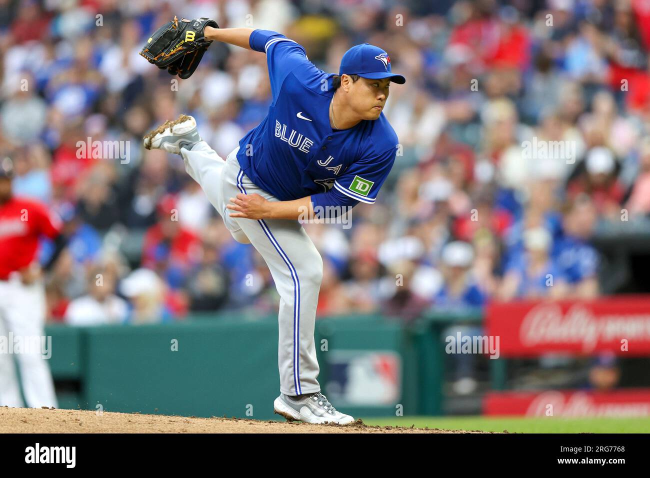CLEVELAND, OH - AUGUST 07: Toronto Blue Jays starting pitcher Hyun Jin ...
