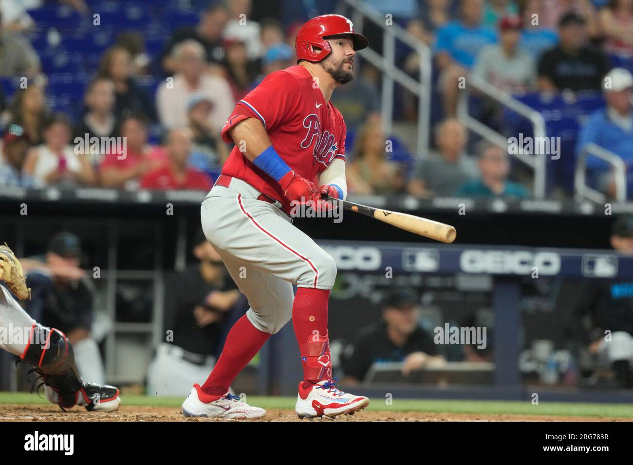 Philadelphia Phillies' Kyle Schwarber (12) swings at a pitch during a ...