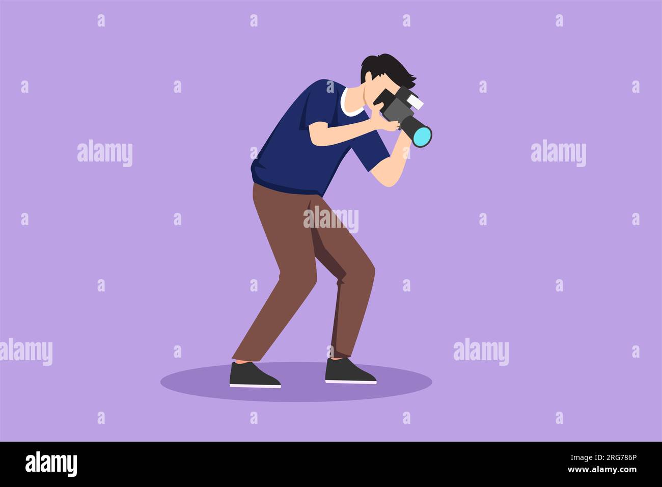 Character flat drawing of stylize professional male photographer with ...